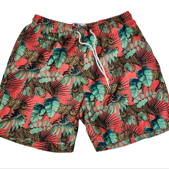 trunks | Swim | Trunks Mens Tropical Cheeta Print Swimtrunks Swimshorts ...
